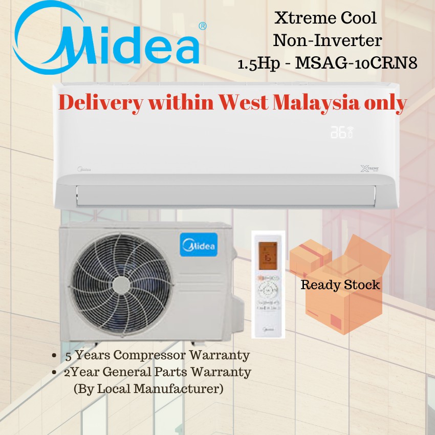 Midea 1.5Hp Xtreme Cool Non-Inverter R32 Air Conditioner / Aircond / Air Cond - DELIVERY WITHIN ...