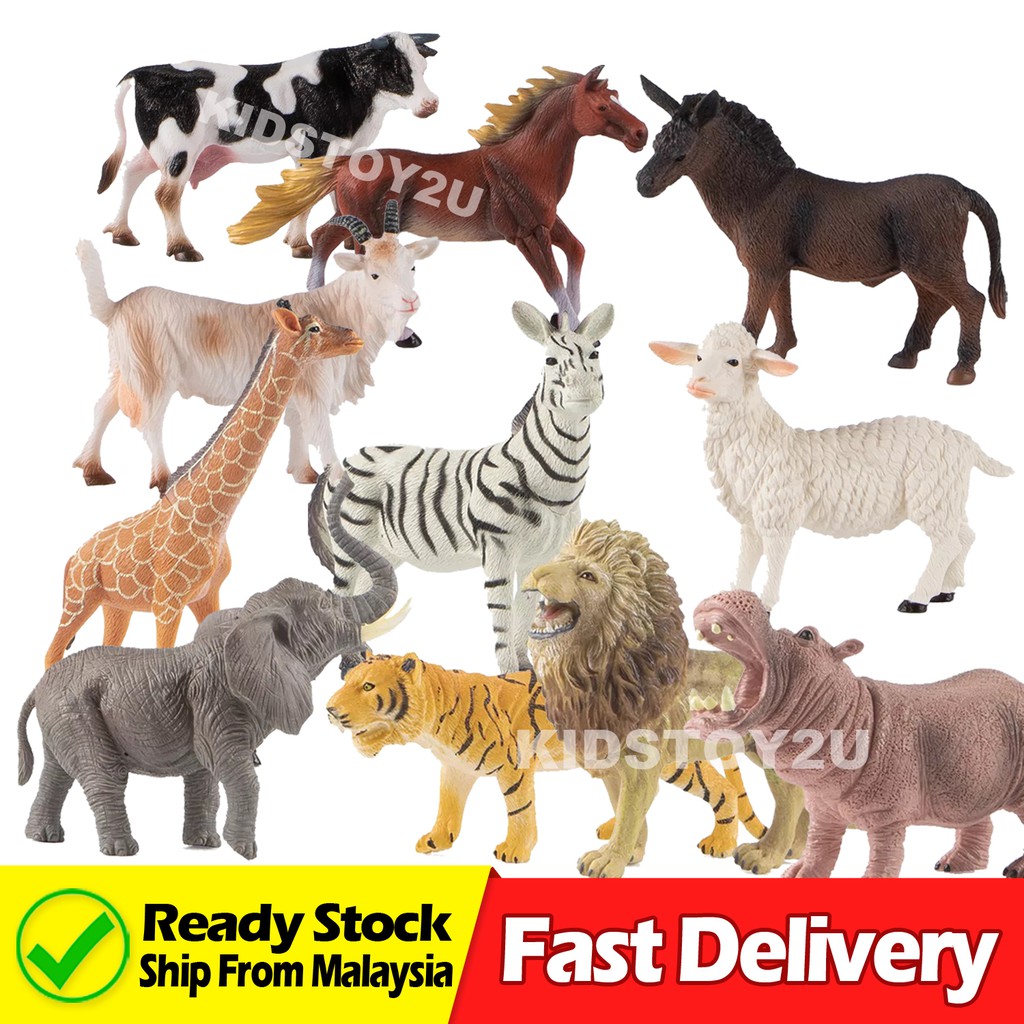 Wild Animals Toys Farm Animals Kids Toy Cow Sheep Horse Tiger Giraffe ...