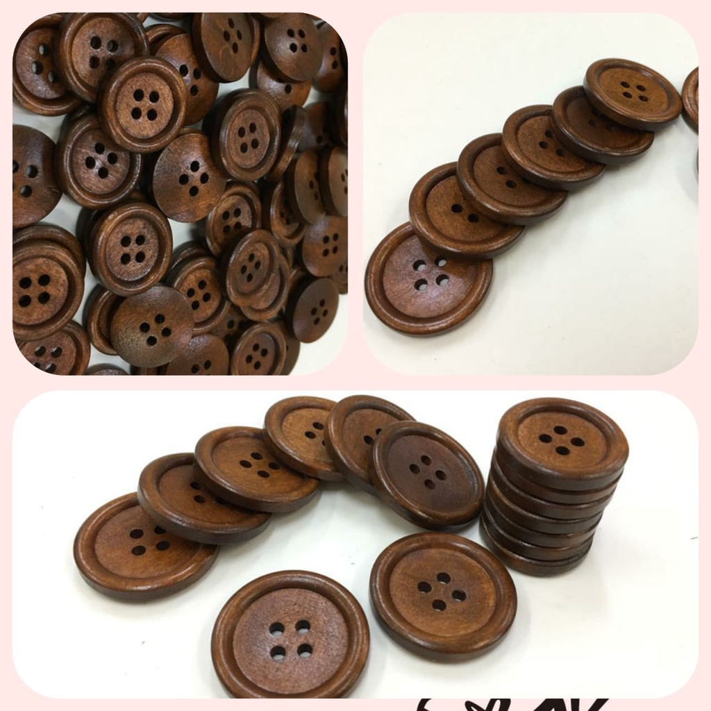KAYU 1 Dozen - Dark Brown Wood Buttons (4 Sizes) | Shopee Malaysia