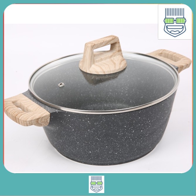 Igozo Granite 24cm Casserole Cookware (Free Glass Lid) | Shopee Malaysia