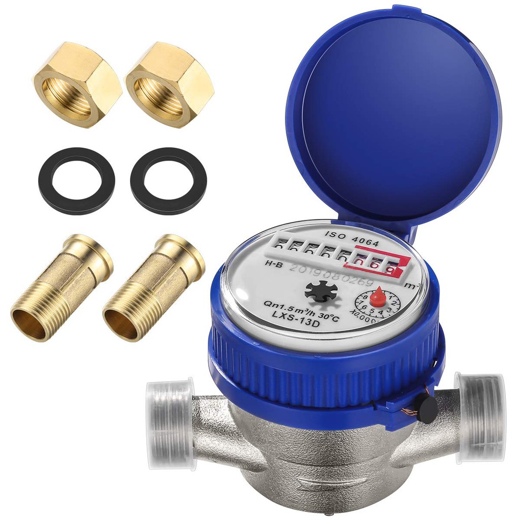 Single jet Water Meter Brass Water Meter Home and Garden Use Flow Water ...
