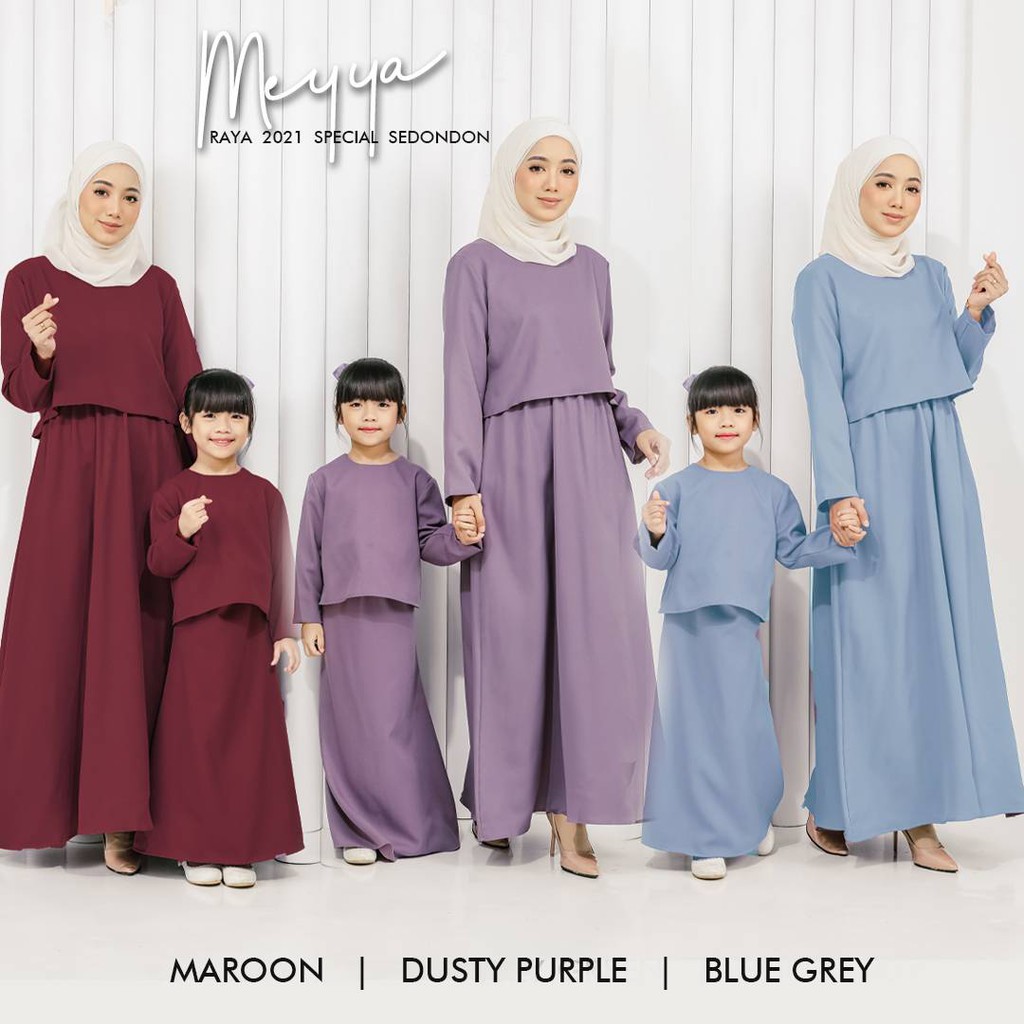 DRESS MUSLIMAH Korean Long Sleeves Elegant Meyya Plain Dress New Floral ...