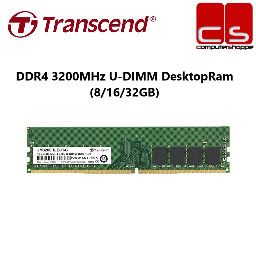 Transcend DDR4 3200MHz U-DIMM Desktop Ram - (8/16/32GB) | Shopee Malaysia