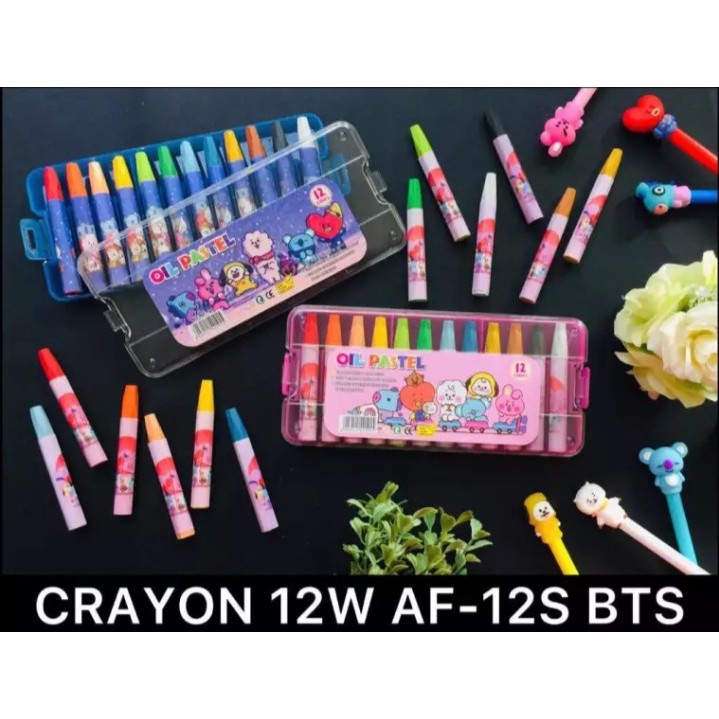 Oil Pastel Crayon Coloring BTS BT21 12 Colors Mica Box | Shopee Malaysia