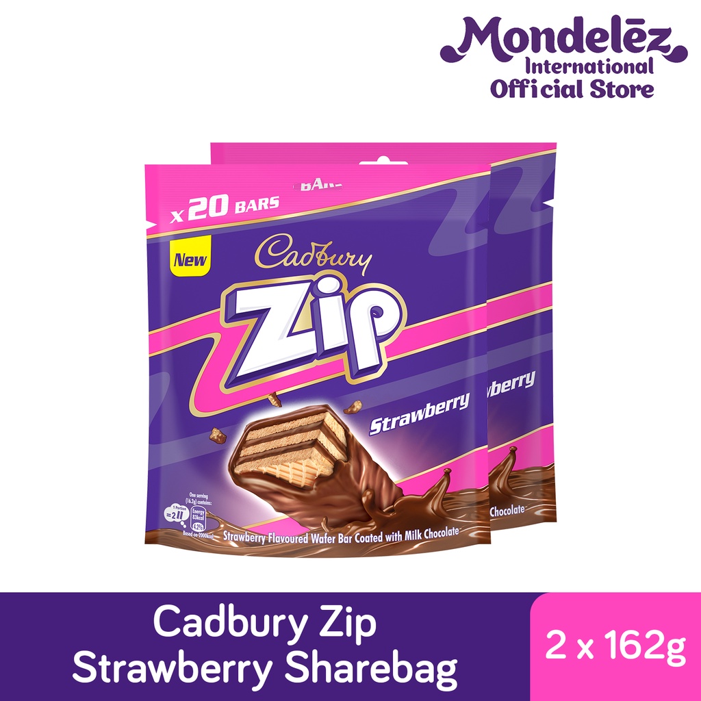 Cadbury Zip Strawberry Chocolate Wafer Bar (32g x3/ 160g x2) | Shopee ...
