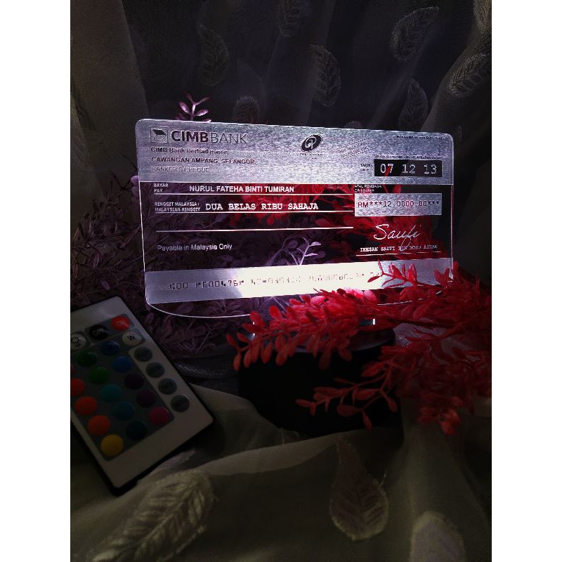 LED Lights Mock Cheque / Cek Replika / Cek Hantaran Kahwin LED USB ...