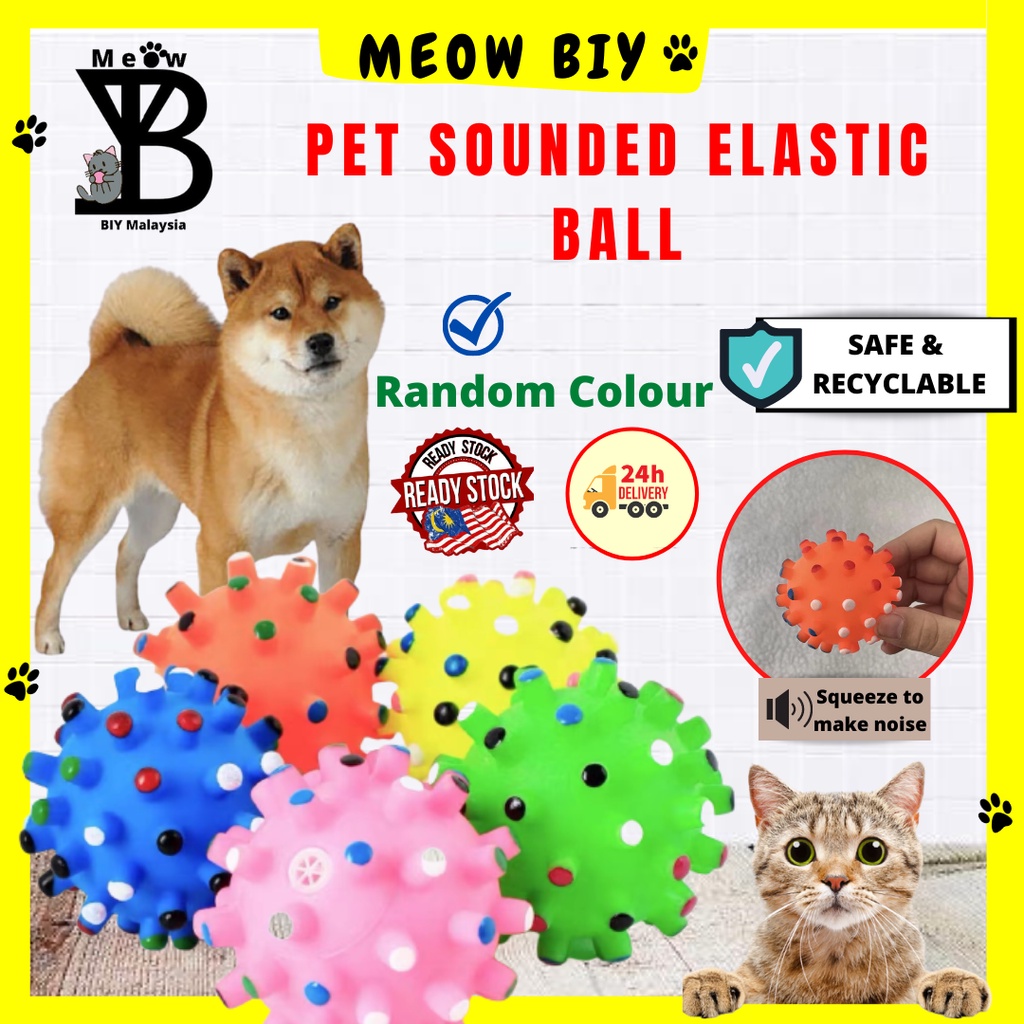 MEOW BIY Pet Ball Toy Dog Cat Sounded Elastic Bite Chew Toys Puppy ...