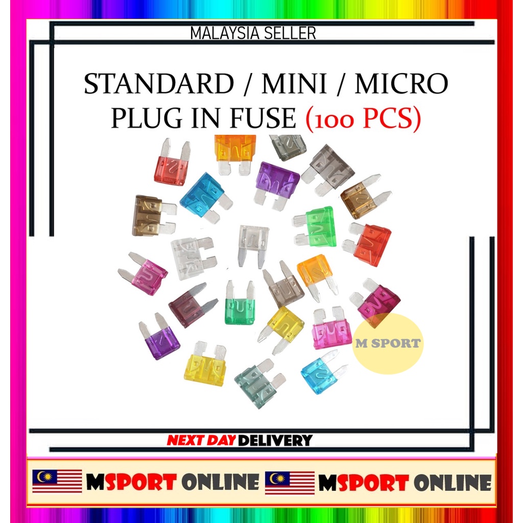 (100 PCS) CAR MOTOR PLUG IN FUSE STANDARD MINI MICRO PLUG IN FUSE 5A ...