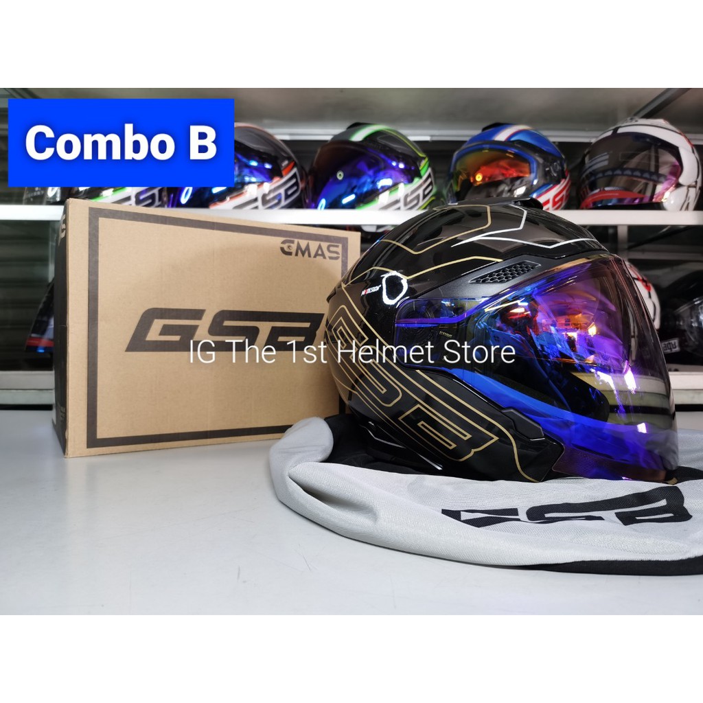 Original GSB G-263 Black Open Face Helmet | Shopee Malaysia