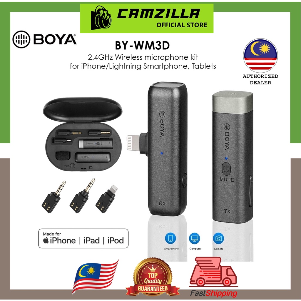 BOYA BY-WM3/WM3U/WM3D 2.4GHz Wireless Microphone Vlog Mic Audio Sound ...