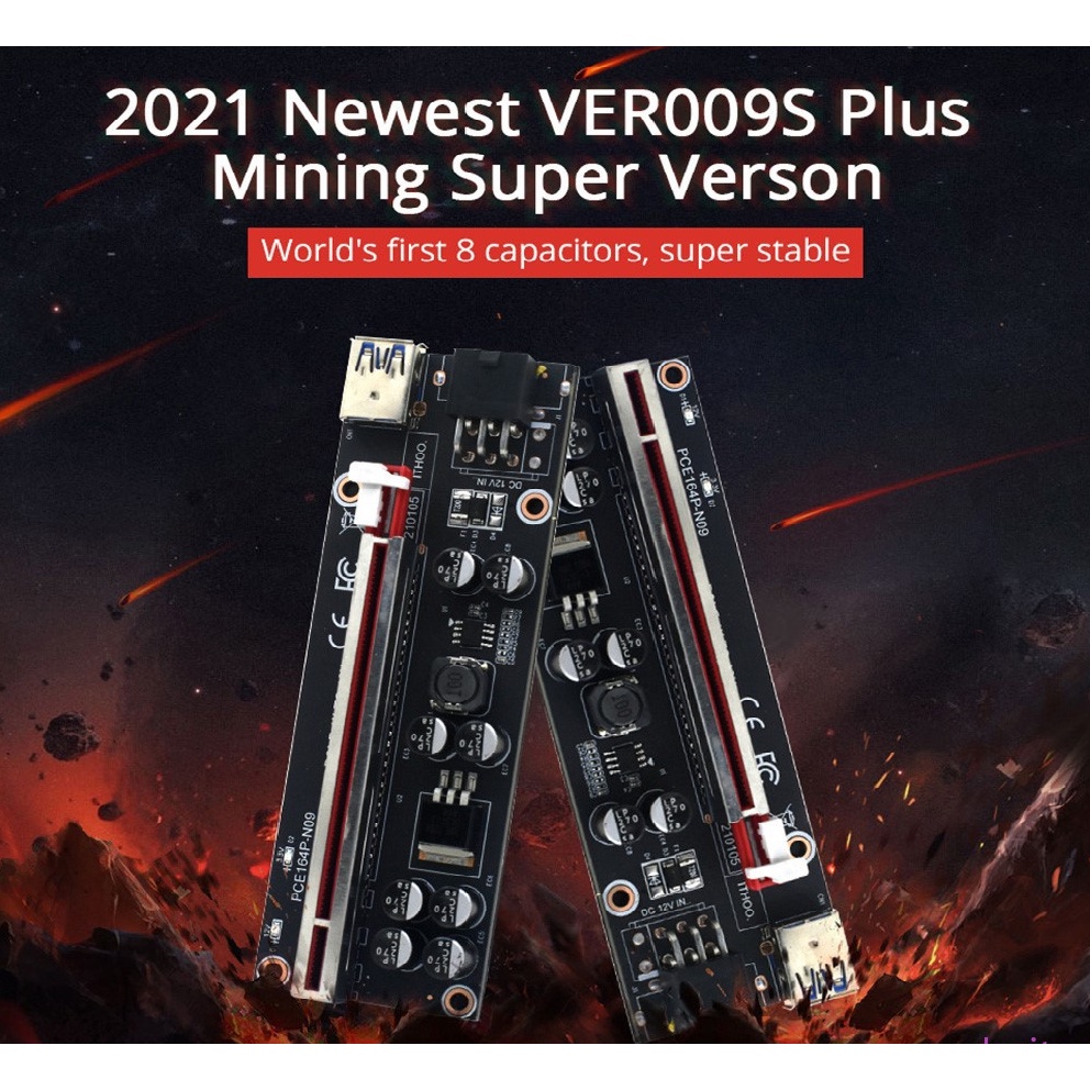MINING RISER VER009S Plus PCI Express 1X to 16X 009S PCI-E Riser SATA ...