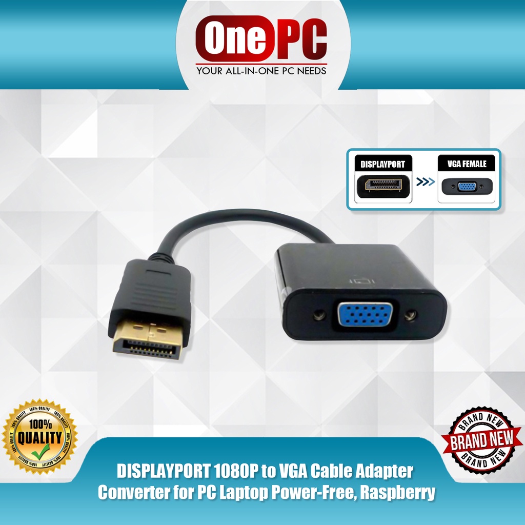 DISPLAYPORT 1080P to VGA Cable Adapter Converter for PC Laptop Power ...