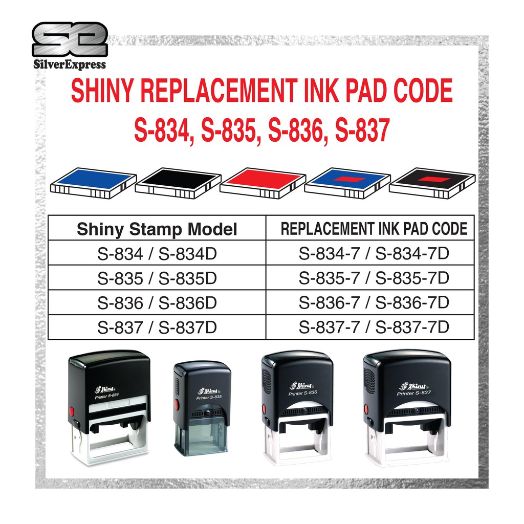 Replacement Ink Pad SHINY S-834(D), S-835(D), S-836(D), S-837(D) / 1 ...