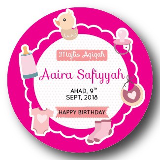 Goodies Birthday Packaging Party Sticker Baby Shower Aqiqah #X09 55pcs ...