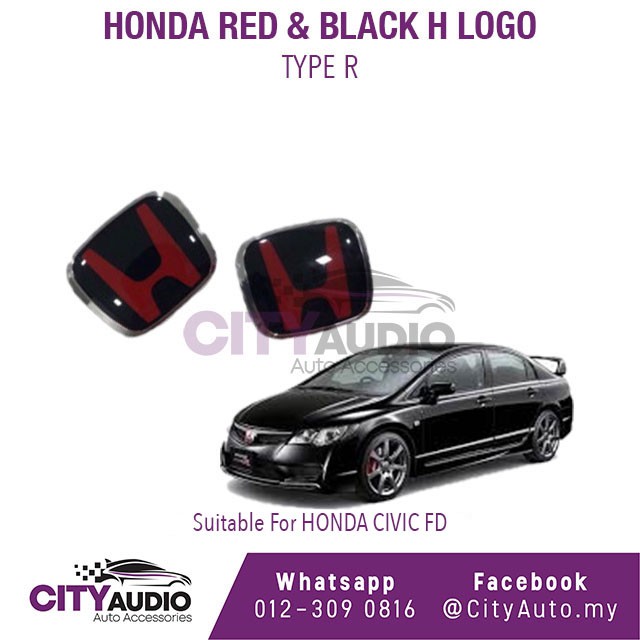 HONDA CIVIC FD Red & Black H Logo / Emblem (Front & Rear) | Shopee Malaysia