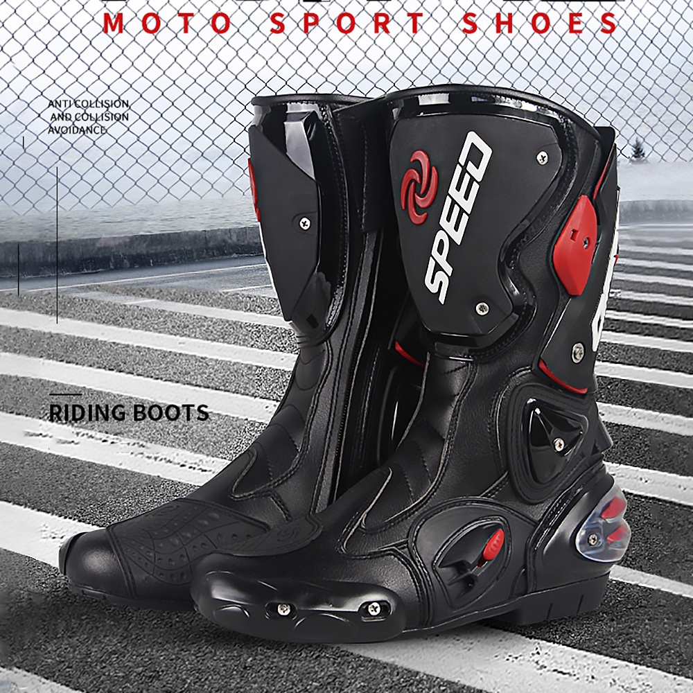Riding Tribe Motorcycle Boots Microfiber Leather Motorcycle Boots Men's ...