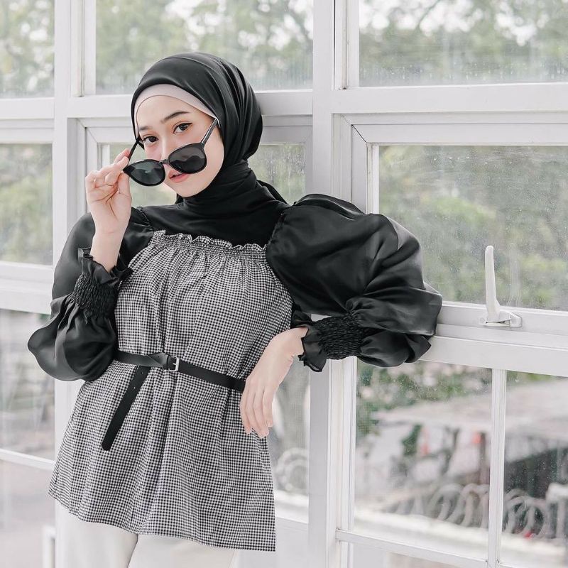 Sinsin BLOUSE TARTAN | Shopee Malaysia