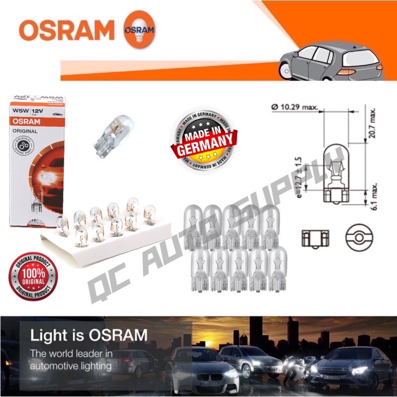 T10 ORIGINAL OSRAM W5W 5W 12V LIGHTING BULB GERMANY 🇩🇪 FOR USE ON ...