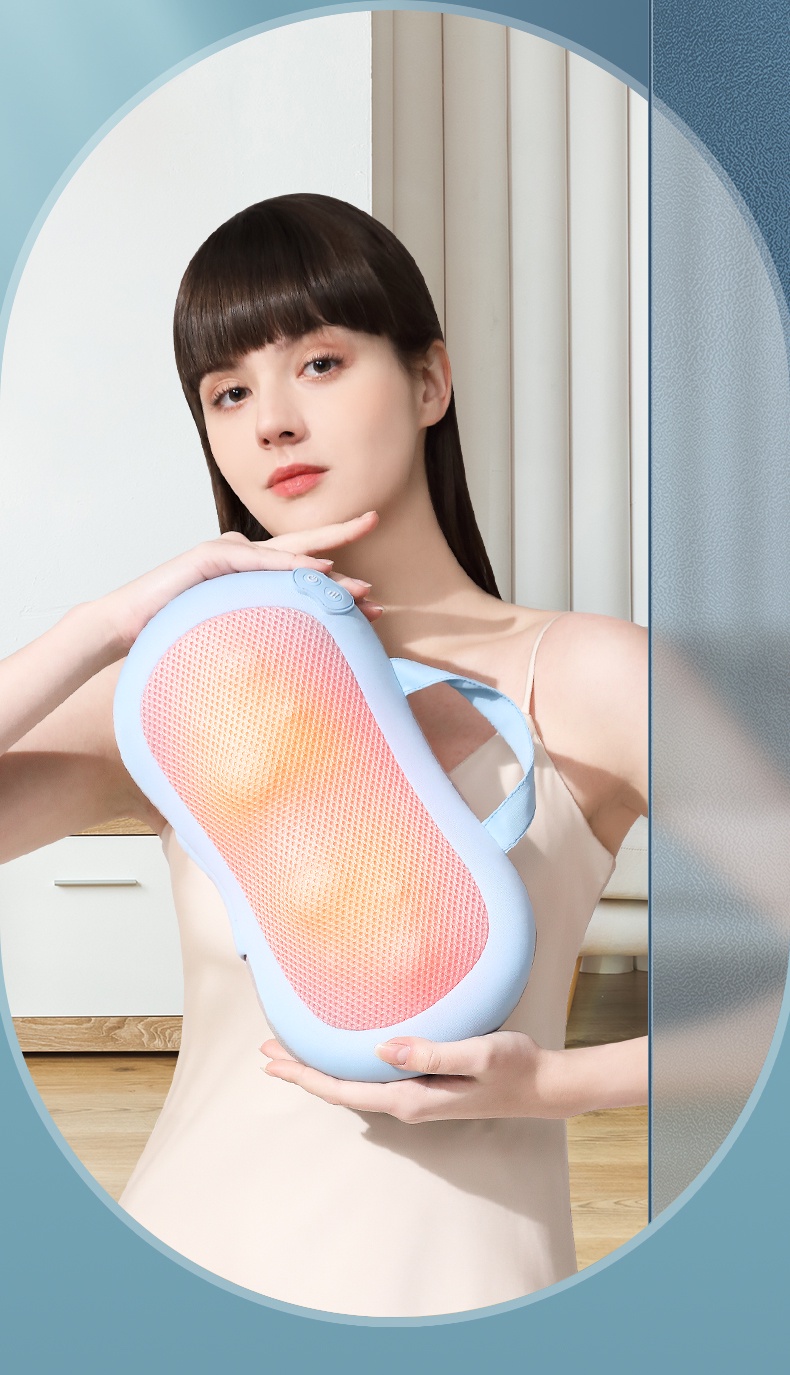 Ready Stock Jinkairui Wireless Massage Pillow Infrared Heating Therapy Massage Pillow Neck Back