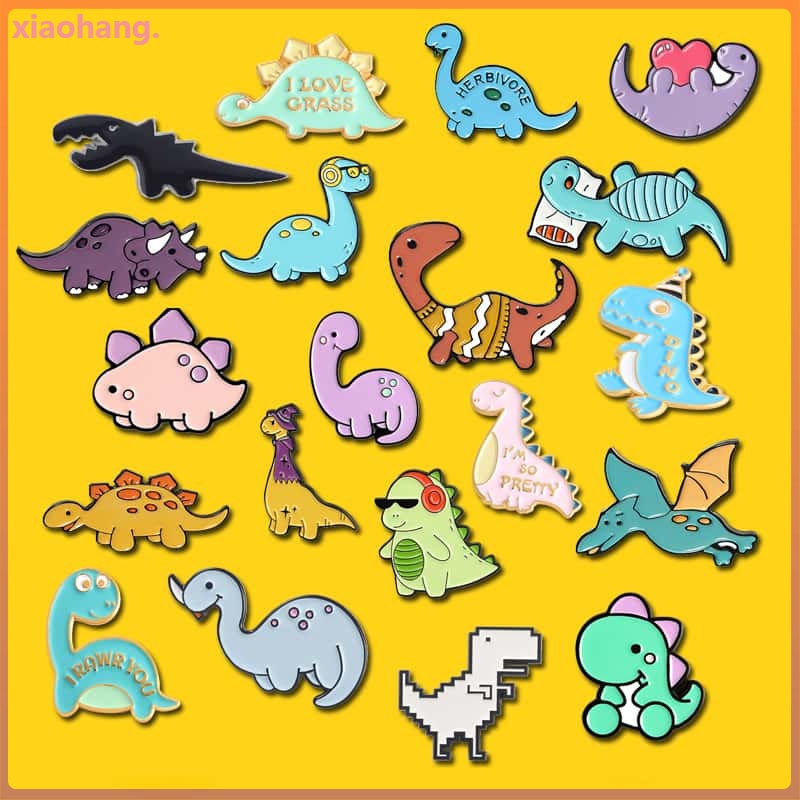 26 Styles Cute Cartoon Dinosaur Lapel Brooch Pins Animal Colored ...