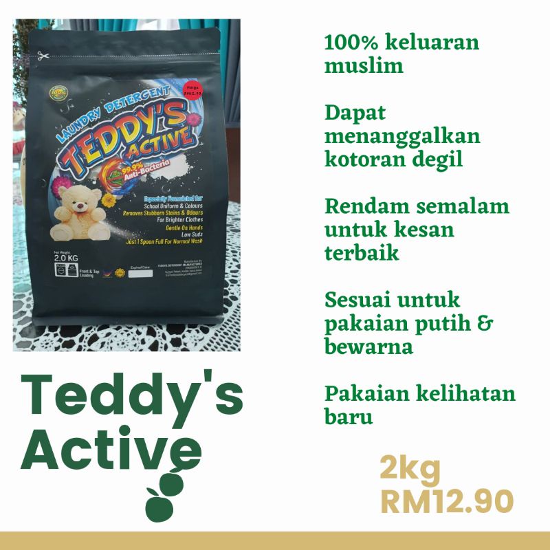 Sabun Serbuk Teddy's Laundry Detergent Powder Active 2.0kg FOR SCHOOL ...