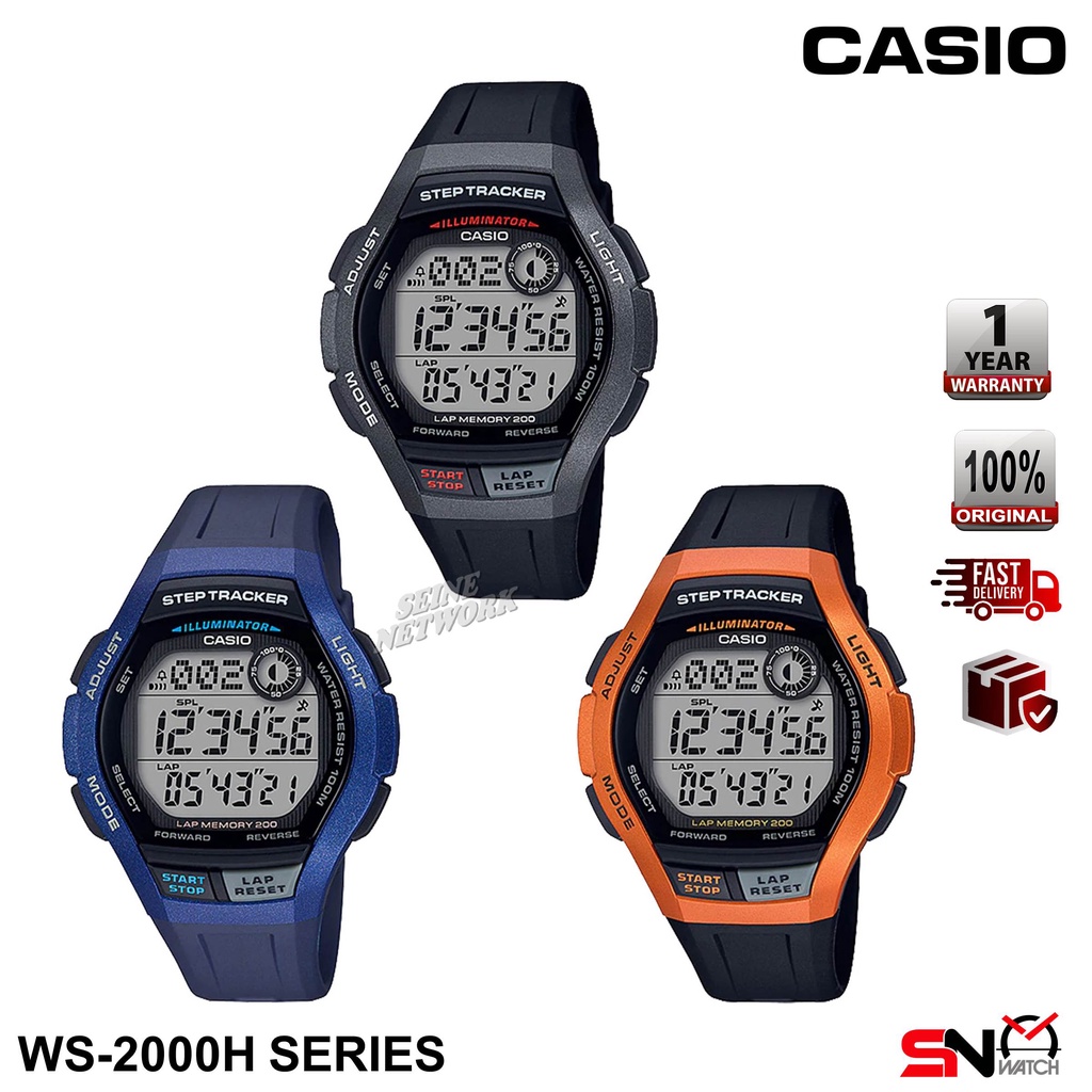 Casio WS-2000H Step Tracker Fashion Digital Resin Band Men Sports Watch ...