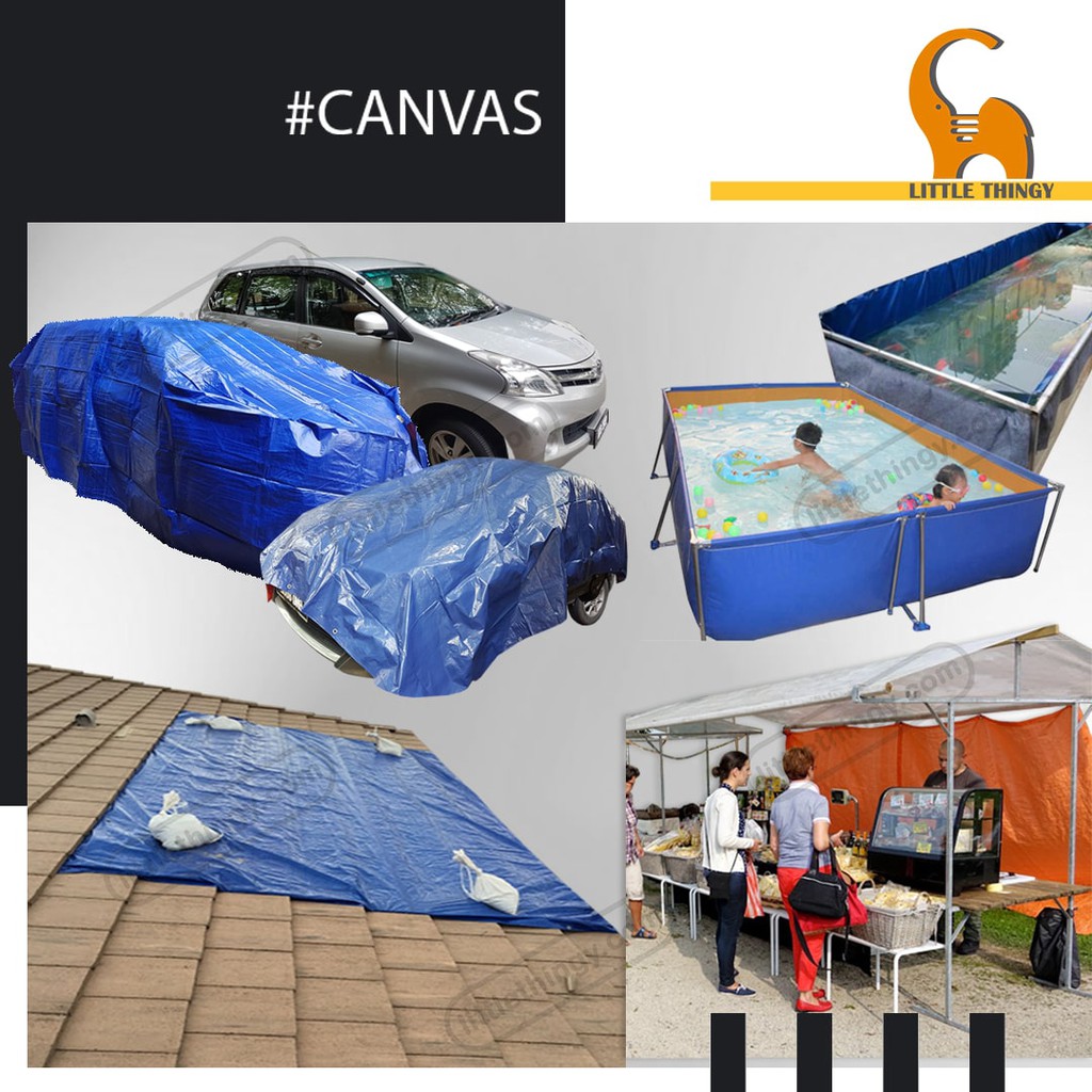 Raya 2024 Canvas Biru Oren Tarpaulin Kanvas 6 / 8 / 10 kaki Blue Orange ...