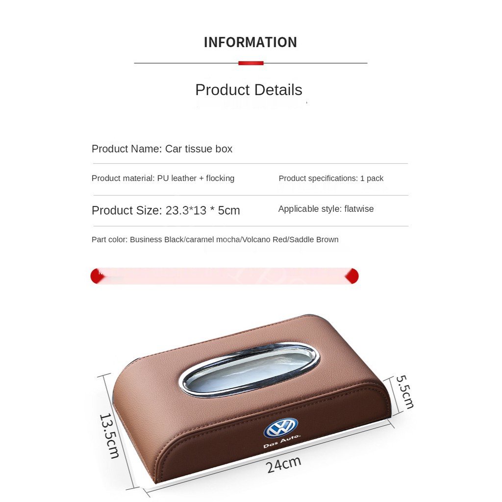 Volkswagen Car Leather Tissue Box Paper Storage Holder Auto Interior ...