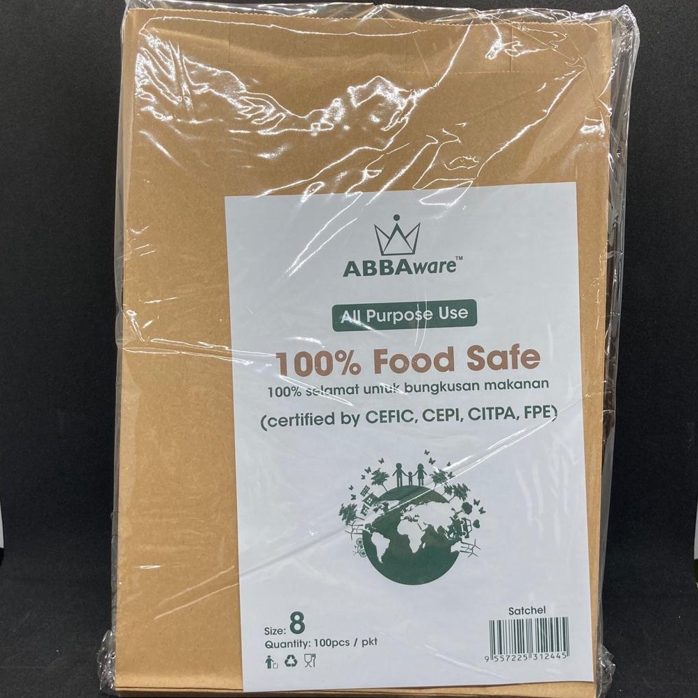 Tapau - Paper Bag # 8 - Brown ( 100pcs± ) Food Grade - Disposable Paper ...