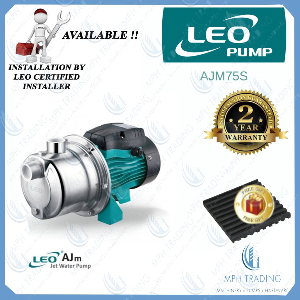 Leo AJM75S Anti Rust Treatment Stainless Garden Jet Water Pump Water Booster Pump 1HP For Deep ...