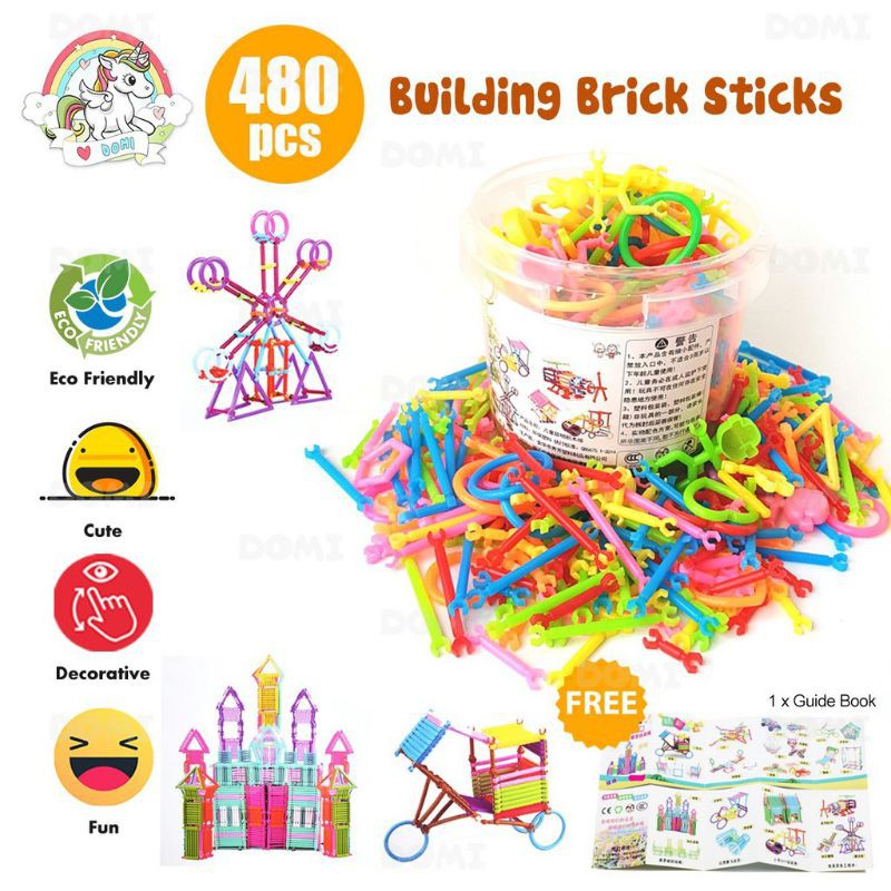 480pcs Smart Stick Lego Mainan Anak Asah Minda Building Blocks Bricks ...