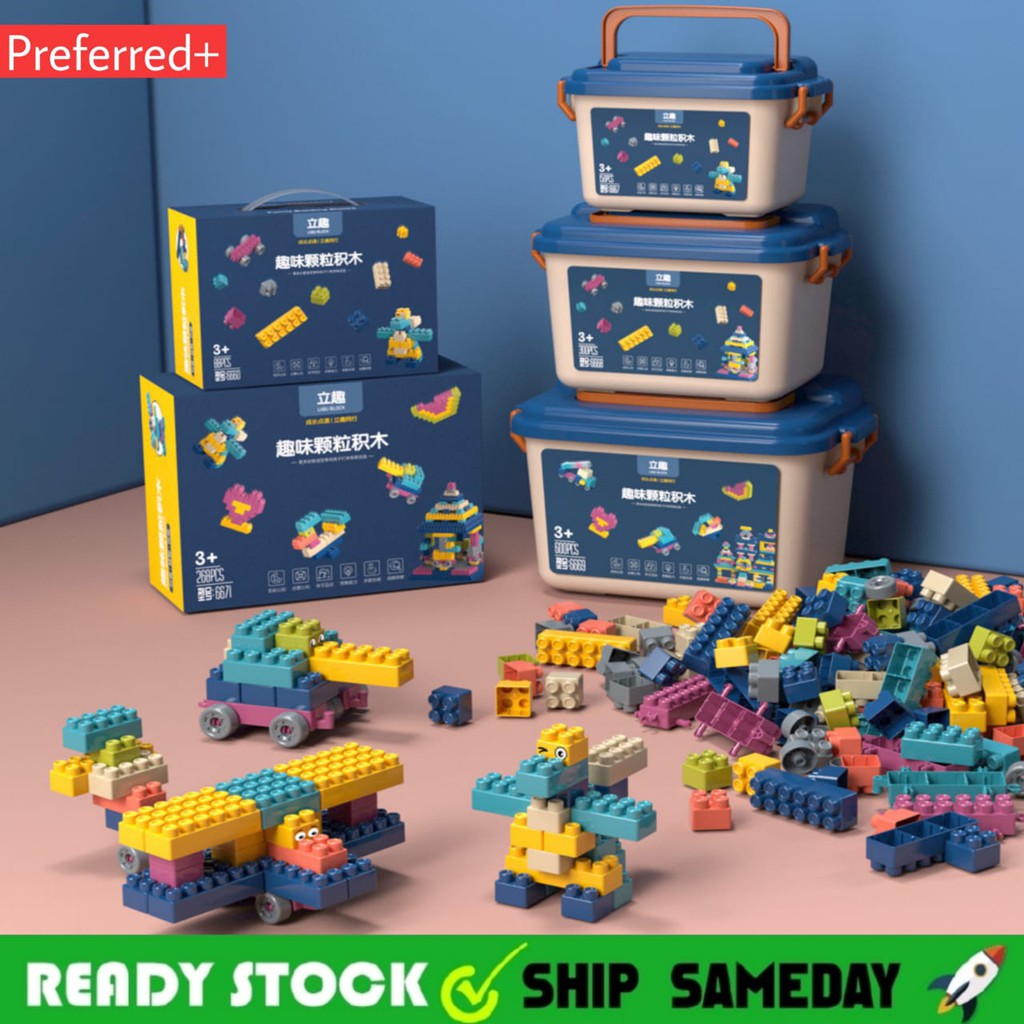 600 pcs Kids Small Building Blocks Bricks with Base Plate Toy Permainan ...