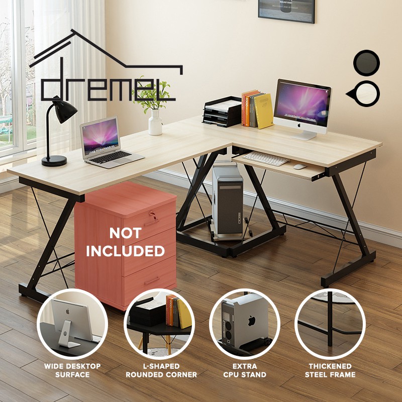 {READY STOCK} DREMEL Multipurpose L Shape Wooden Office Computer Laptop ...