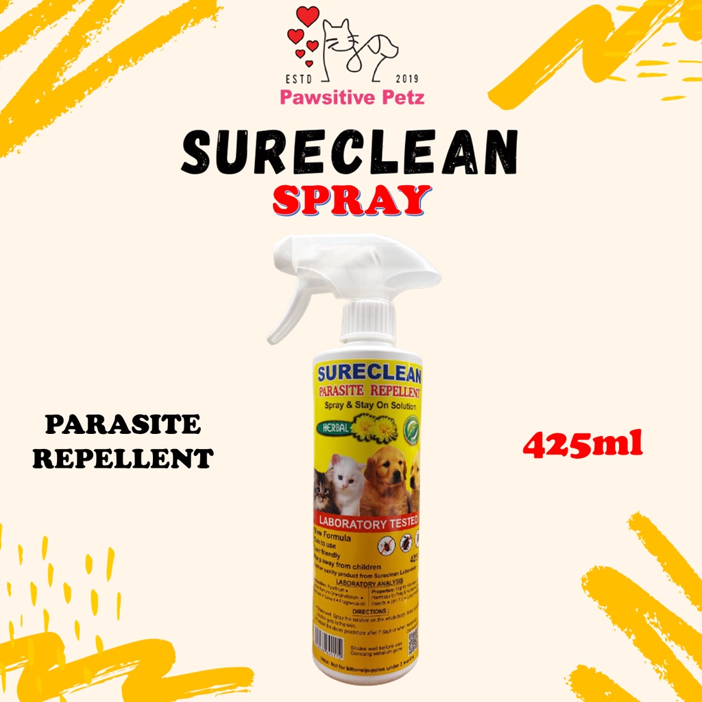 Sureclean Parasite Repellent | Suitable for Cats & Dogs - Herbal 425ml ...
