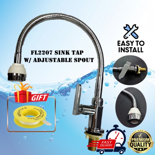 FALLA ITALY FL2207 L-HANDLE PILLAR SINK TAP WITH ADJUSTABLE SPOUT ...