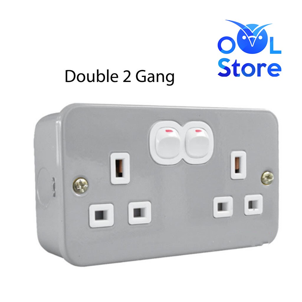 Socket Single/Double Metal Clad Switch Socket 1 gang / 2 gang Sirim ...
