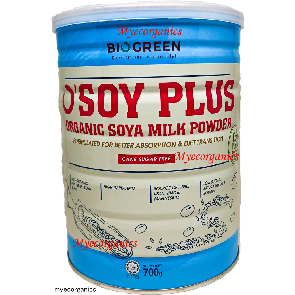 Biogreen O’Soy Plus SUGAR FREE Organic Soya Milk Powder 700G | Shopee ...