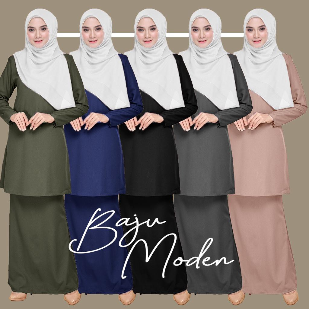 BAJU KURUNG MODERN PLAIN MUSLIMAH FASHION HUB SIZE (S -3XL) SOFT COEMO ...