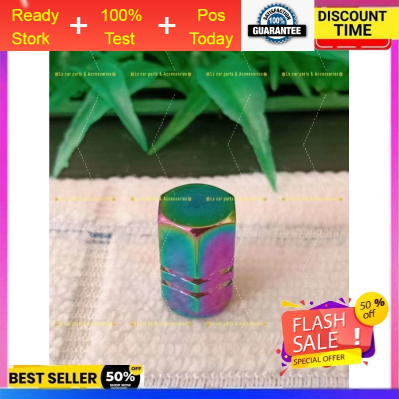 Titanium Nut Wheel Sport Rim Cap Rainbow Colour Air Tayar Valve Tire ...