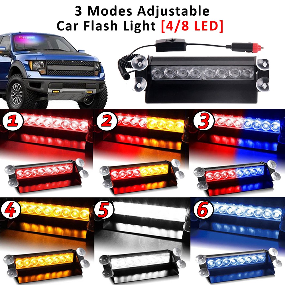 3 Modes Adjustable Angle Car Strobe Flash Lamp Dashboard Light Warning ...