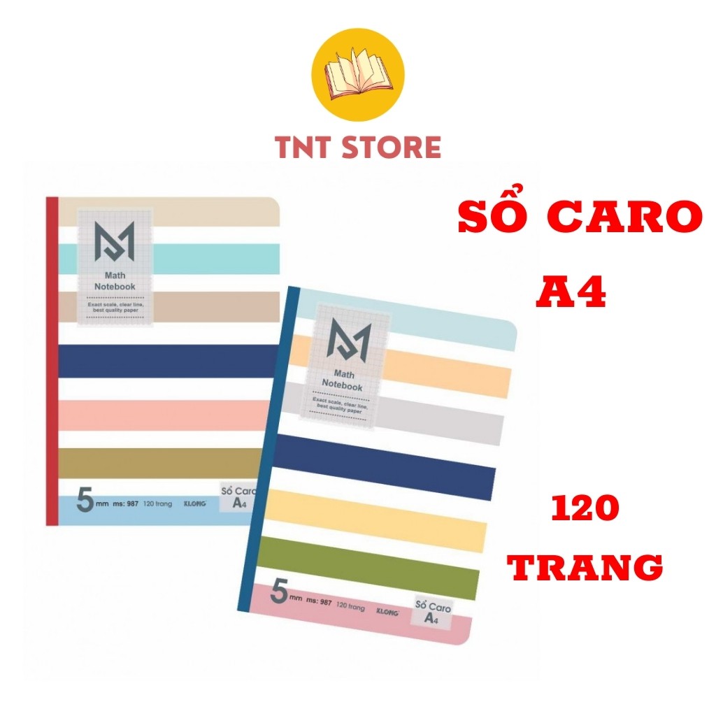 Klong Caro Book MS987, Caro A4 Math Notebook - 120 Pages, Sewing Nape ...
