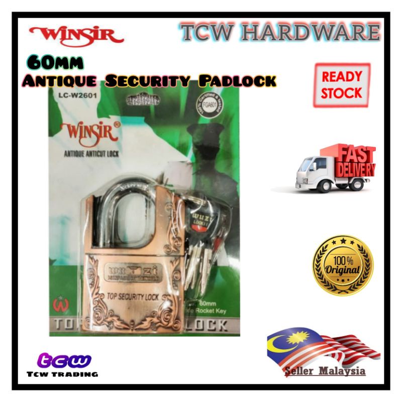Winsir Heavy Duty Top Brass Pad Lock 60mm (1Packet 3Keys) | Shopee Malaysia