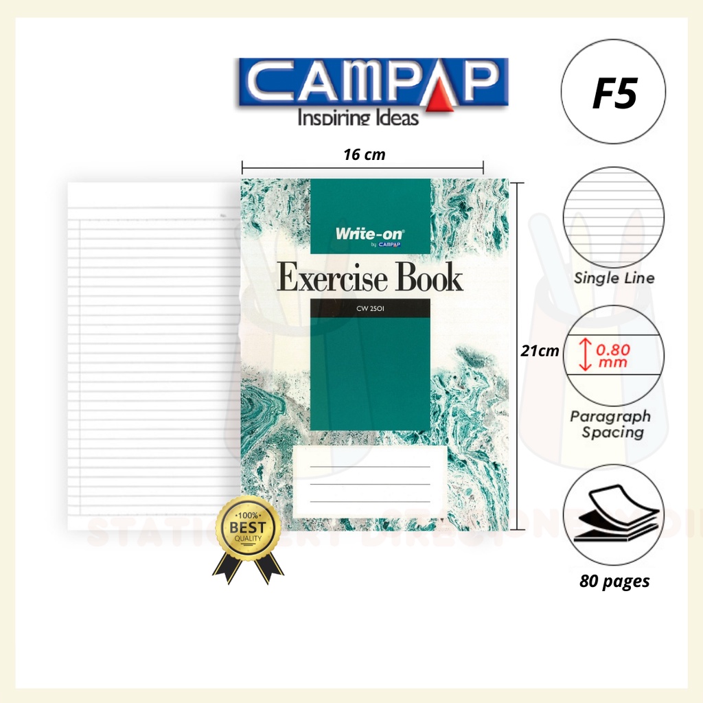 Campap Write On F5 Single Line Exercise Book Notebook Buku Nota 70gsm ...