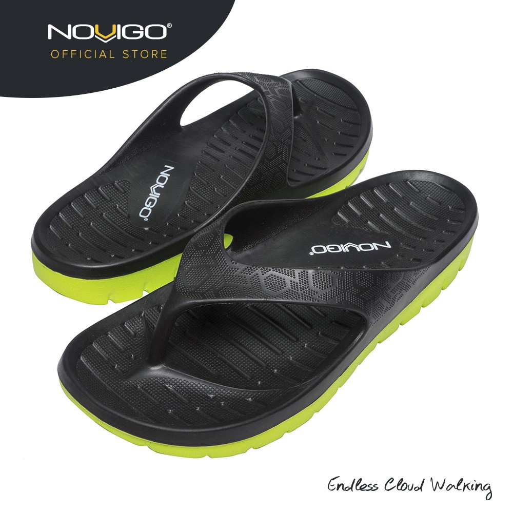 Novigo® Luna Dual Density Unisex Eva Sandal (Raven Black/Lime Green ...