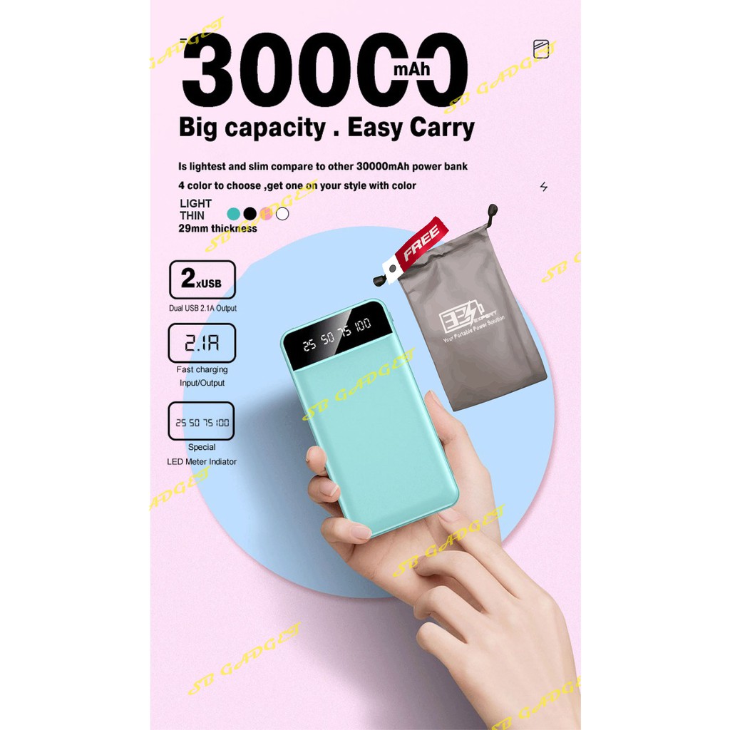 🔥Ready Stock🔥30000mAh Powerbank Fast Charging with Digital Display of Battery Percentage ...