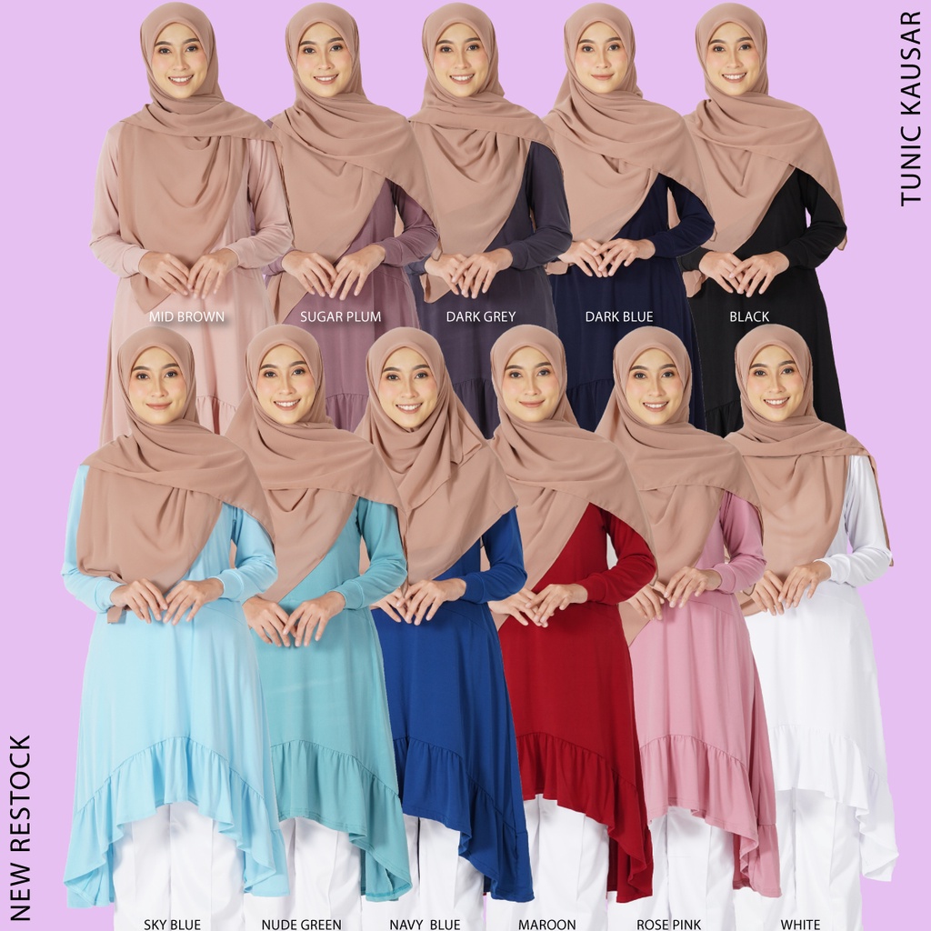 KAUSAR TUNIC BY NFADESIGN 💥LONG TUNIC MUSLIMAH BLOUSE CASUAL BLOUSE ...