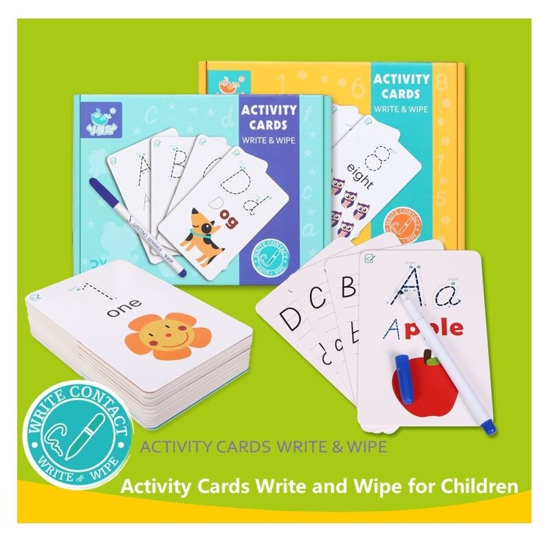 30pcs Children Activity Card Write Wipe Learning Educational Toys Digit ...