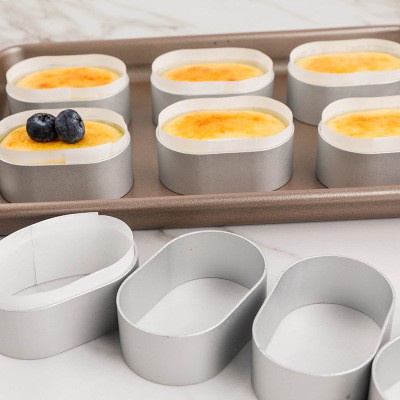 10pcs Aluminum Semi-cooked Cheese Mold Pastry Oval Cup Cake Paper ...