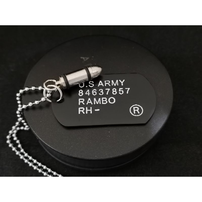 Alloy black US Army Bullet Tag men's pendant with 2.5mm ball chain ...