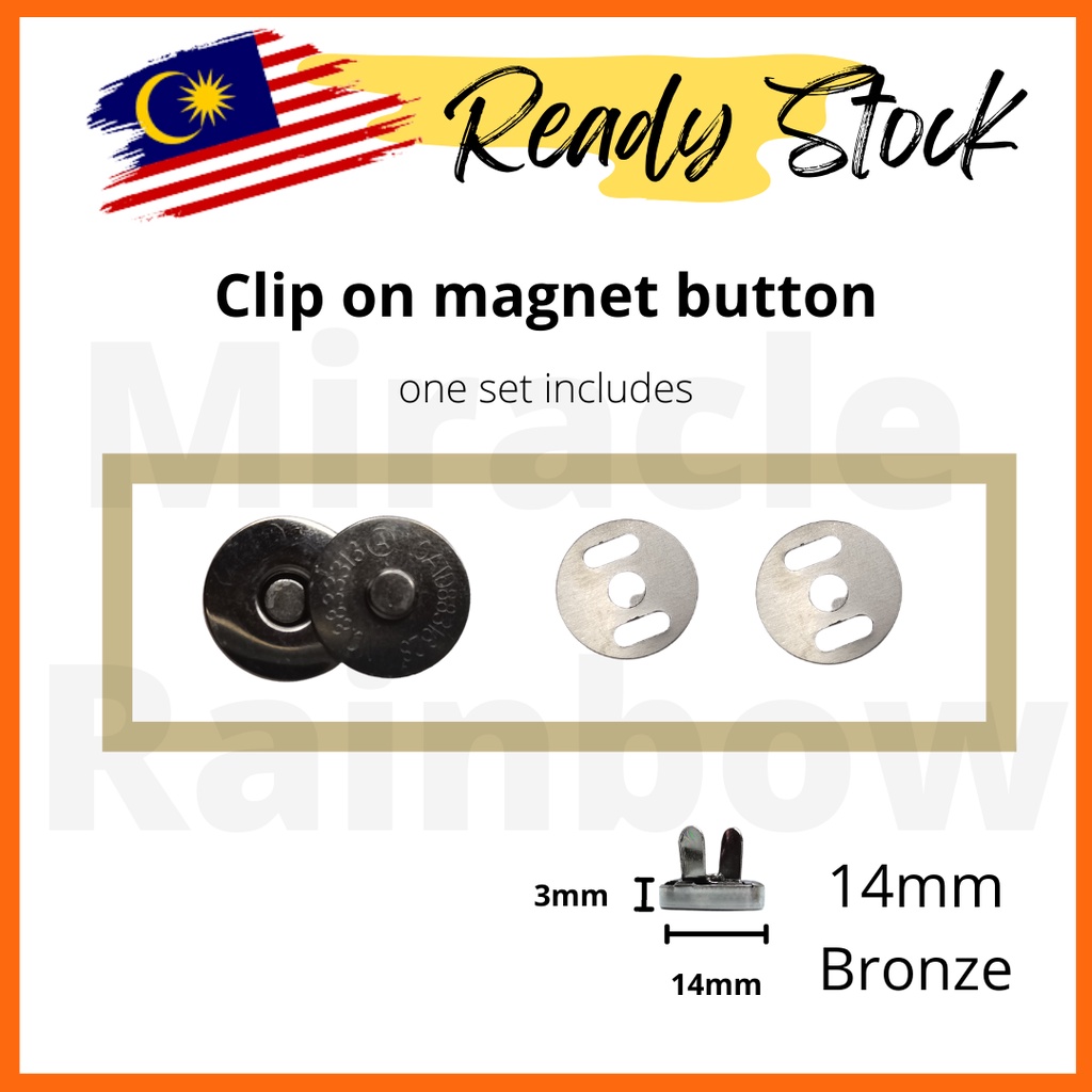 Mira Butang Magnet clip on sew on 14mm 18mm Magnetic Button 吸铁磁扣 ...
